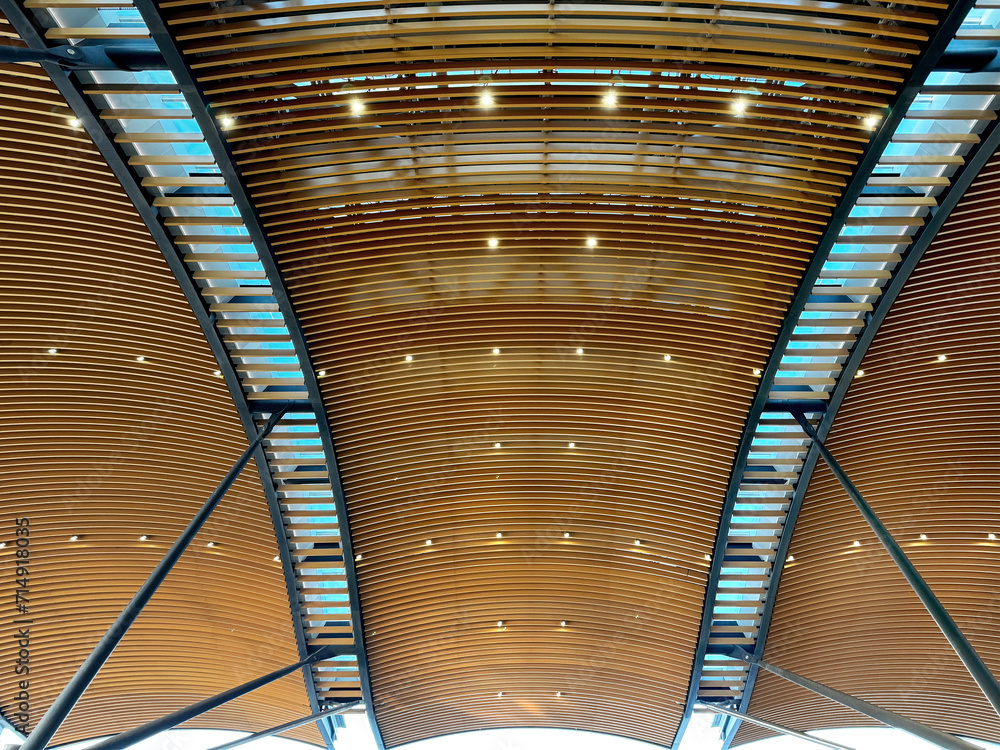 Unique futuristic and parametric wavy roof canopy made of wooden ...