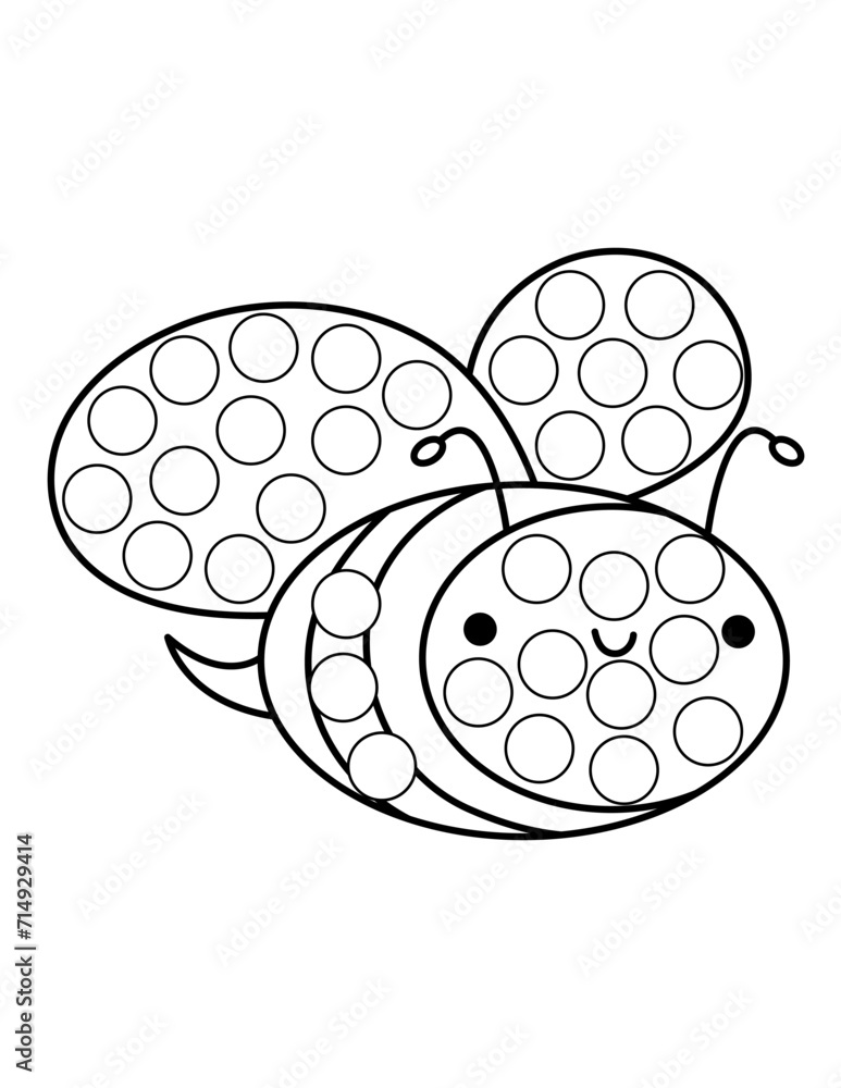 Animal coloring page for kids, dot markers activity book Stock Vector ...