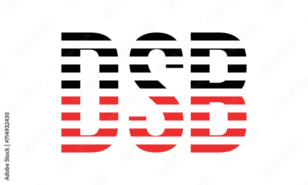 DSB three initial letter iconic line negative space minimal logo design ...