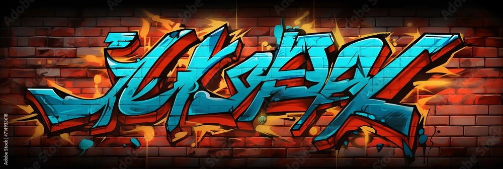 Lee graffiti design on a brick background, complimentary colors Stock ...