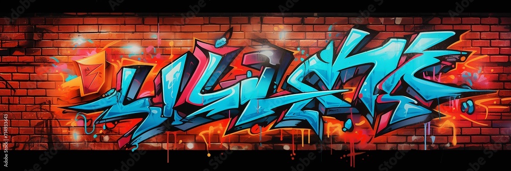 Lee graffiti design on a brick background, complimentary colors Stock ...