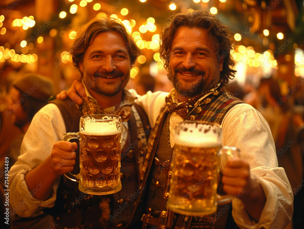 Oktoberfest, beer garden celebrations in the beer tent, AI generated ...