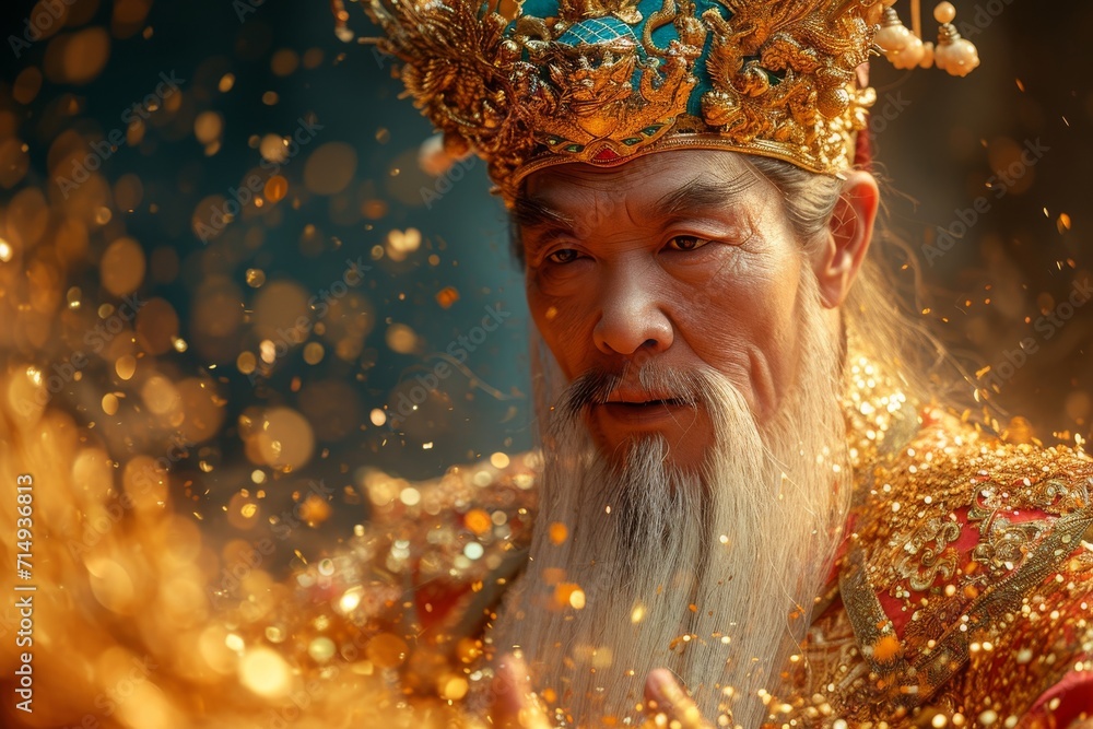 Majestic Regal Figure with a Golden Backdrop. Wise regal figure in ...