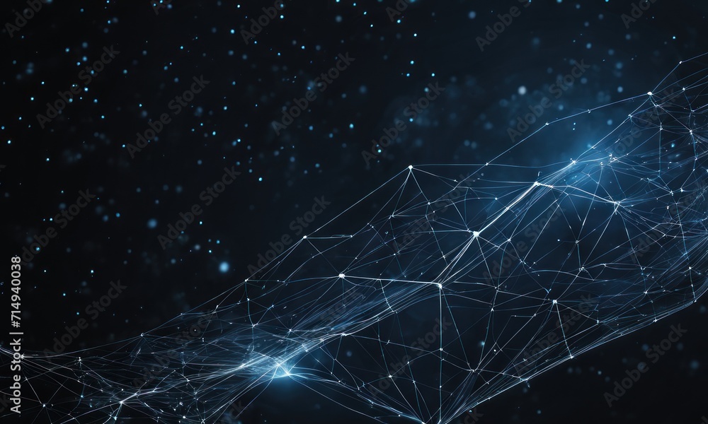 Corrupted network or connection. Abstract digital background of points and lines. Glowing plexus ...