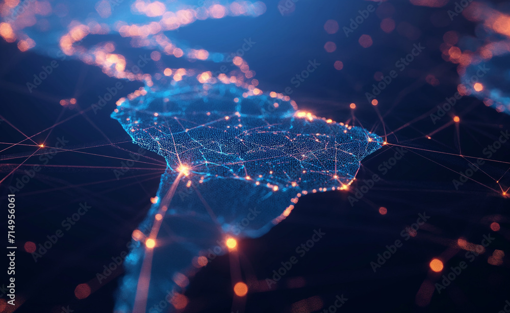 Digital map of the world, concept of global network and connectivity ...