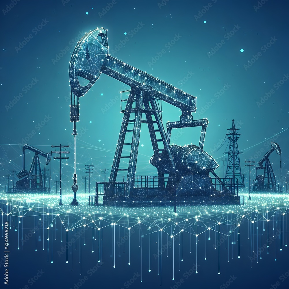 low-poly oil rig. The image shows a low-poly illustration of an oil rig ...