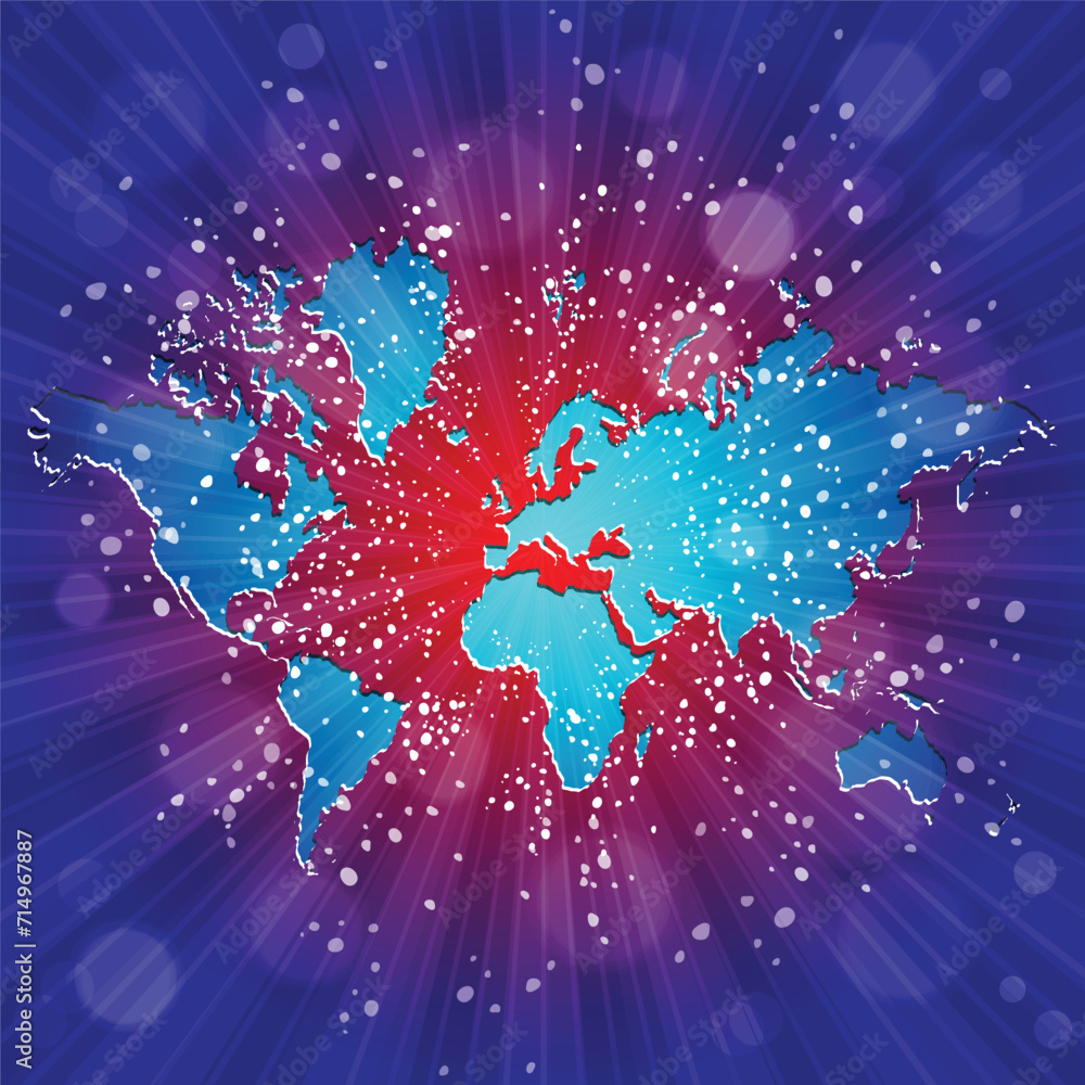 World map. Political map of the world on a bright, colorful background ...