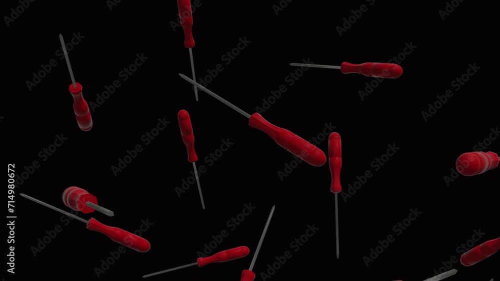 Vidéo Stock Screwdrivers background. Falling red screwdrivers over ...
