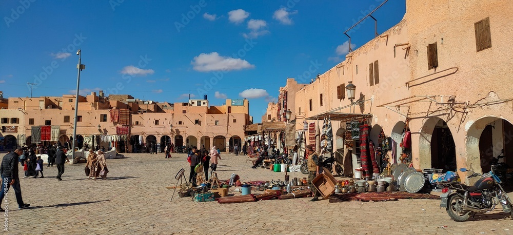 Market square in the city center of Ghardaia, a must-see place where ...