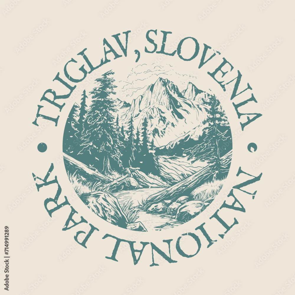 Triglav, Bled, Slovenia Illustration Clip Art Design Shape. National ...