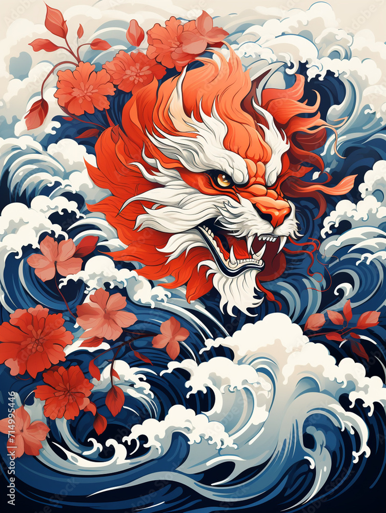 Traditional Japanese Irezumi tattoo design full length, vector t-shirt ...