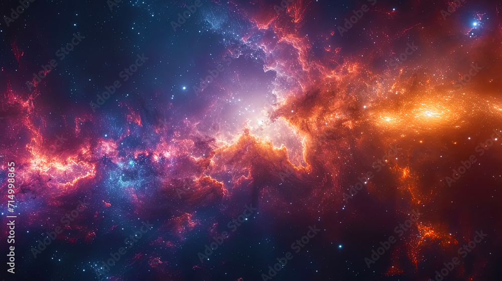 The background of Cosmos, where bright planets and stars create visual ...