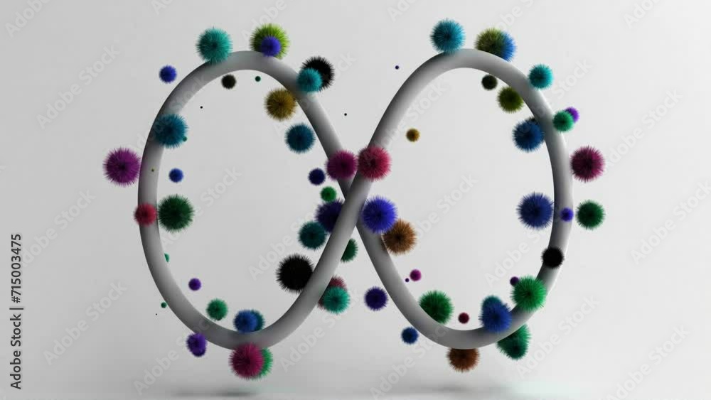 Abstract infinity sign on white background. 3D render seamless loop ...