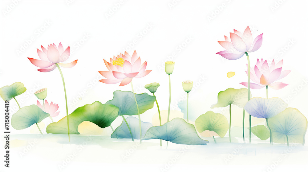 Lotus flowers inside the Botanical Garden of Howrah water color ...