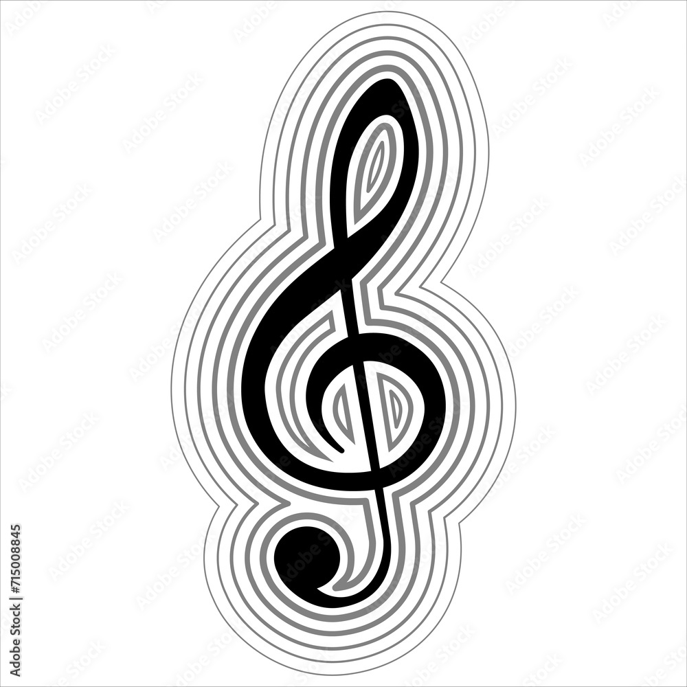 Black treble clef icon design, music note key. Treble clef with lines ...