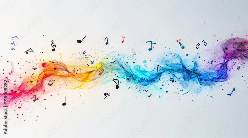 Black musical notes elegantly connected by five curved lines on a white ...