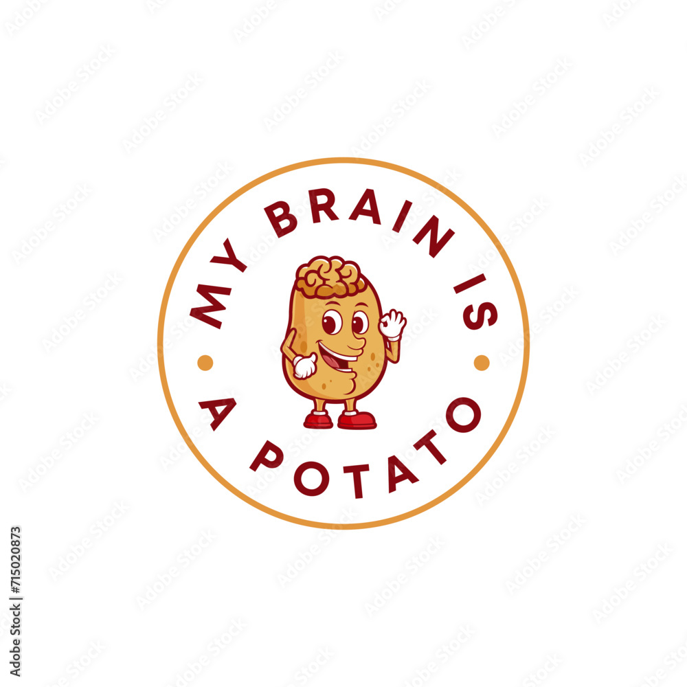 My brain is a potato. potato with brain logo, cartoon potato logo ...