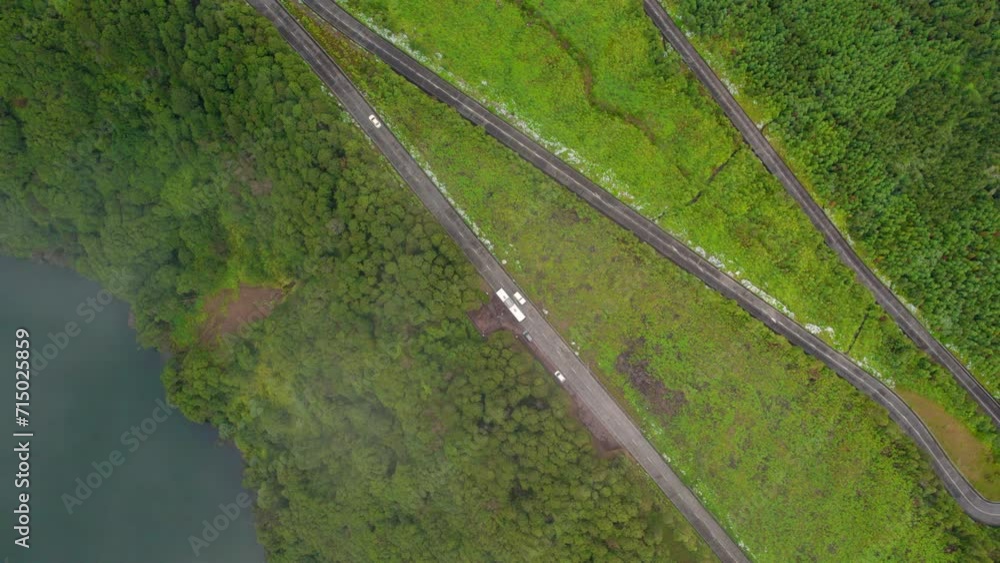 Aerial top view picturesque paradise of Sete Cidades in Azores, Sao ...
