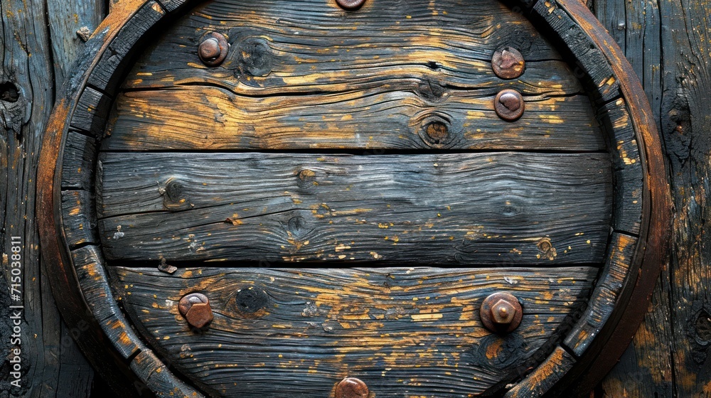 a close up of a wooden barrel with rivets and rivet holes on the ...