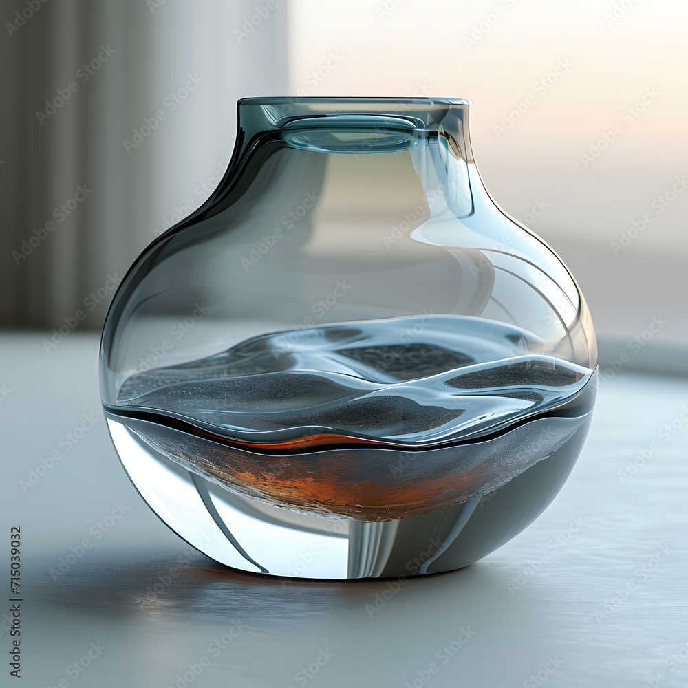 Armonía líquida, diseño contemporáneo de un florero de vidrio. Stock ...