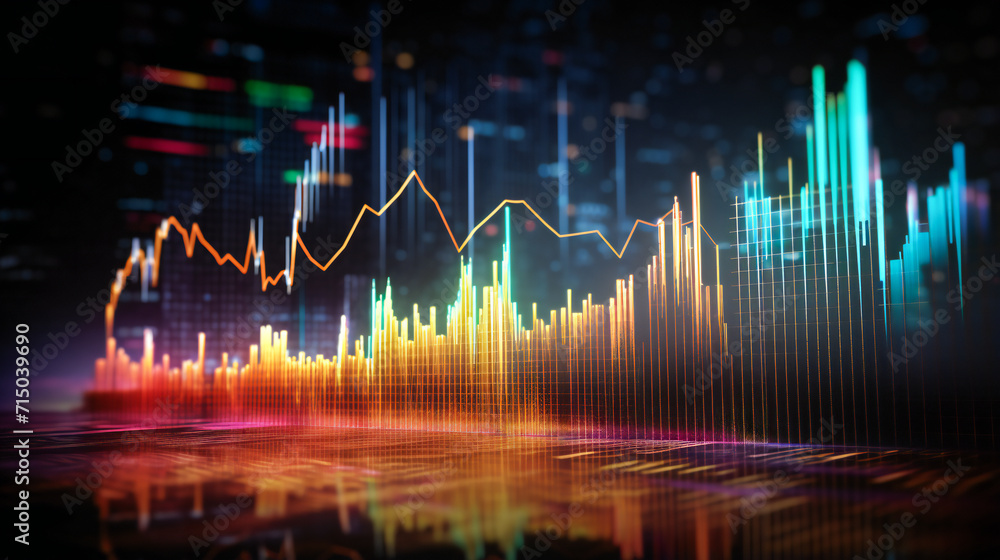 Financial chart with uptrend line candlestick graph in stock market ...