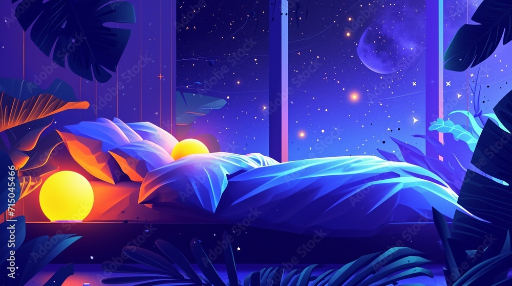 Illustration of a sleep tracker monitoring sleep patterns and providing ...