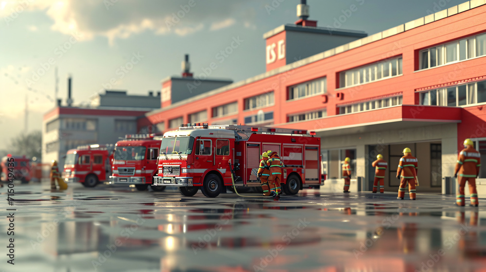 3D Courageous firefighters embody heroism, responding to emergencies ...