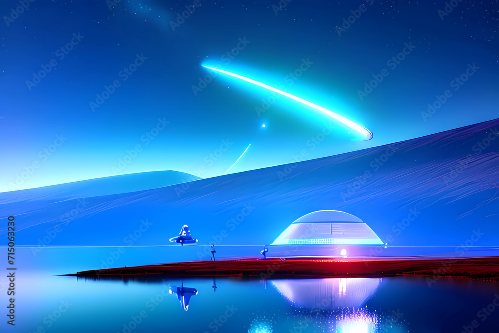 Robots and artificial intelligence of the future. Spaceship interior ...