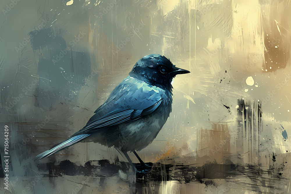 A majestic bird perches gracefully on a rustic outdoor surface, its ...