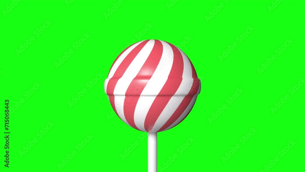 Vidéo Stock Striped red and white lollipop on stick rotating on green ...
