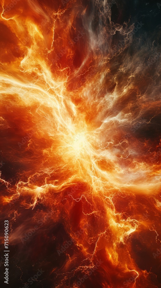 Vibrant cosmic energy surge with electric fiery red. Magnetic storm in ...