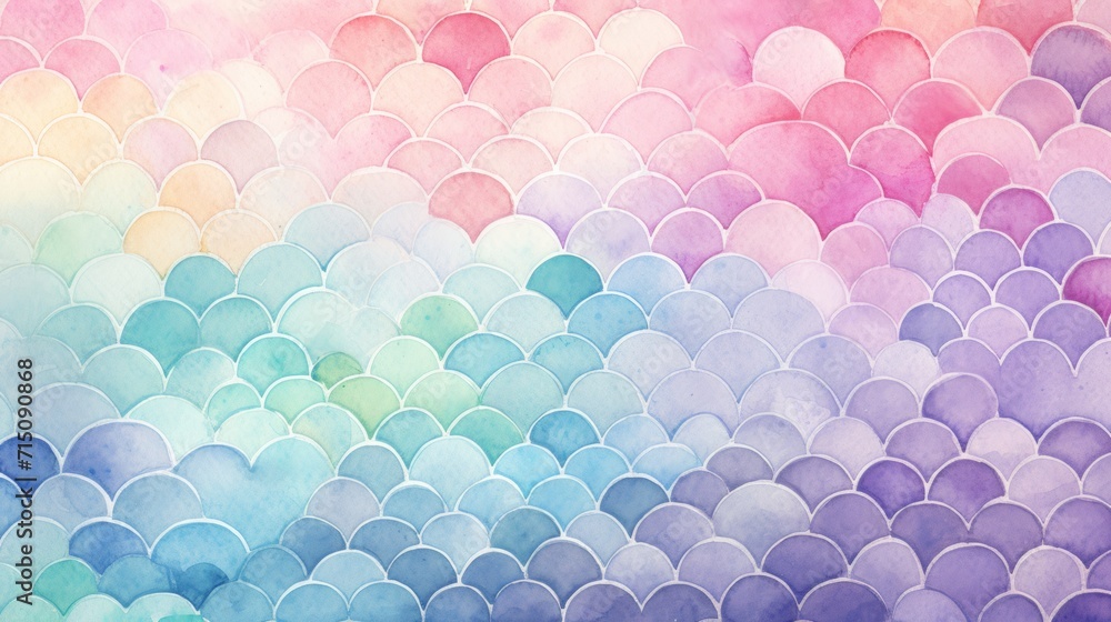 Watercolor fish scale textured background with pastel colorful ...