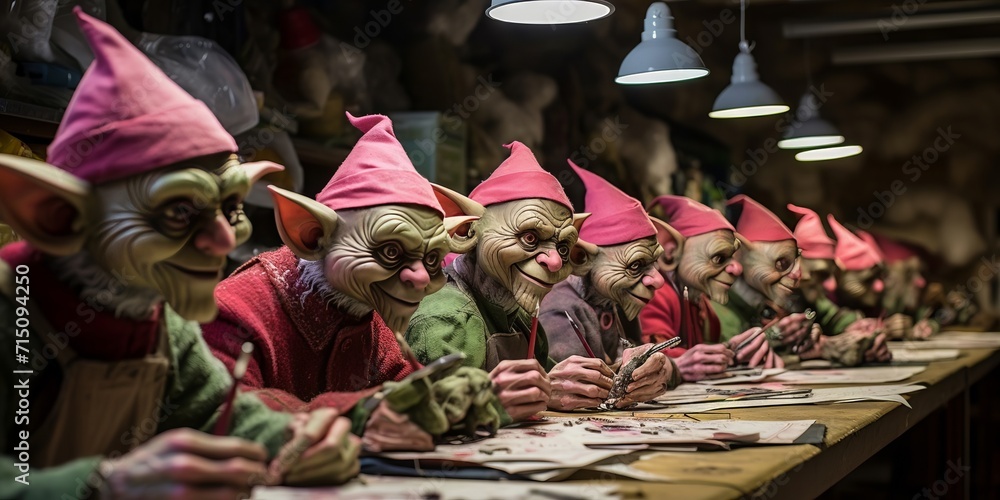 Enchanting Conclave, A Majestic Row of Mysterious Wizard Masks Adorning ...