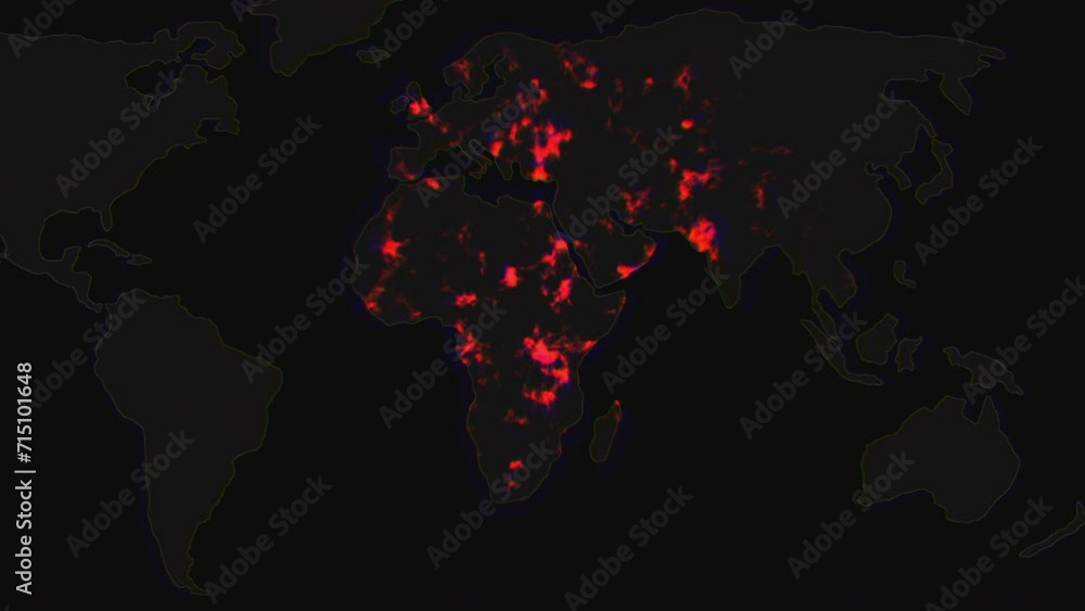 World map becoming red spreading across the world. Concept of ...