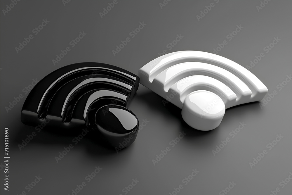 Contrast Wi Fi Symbols Black And White Design Black And White Wi Fi Icons On Gray Background