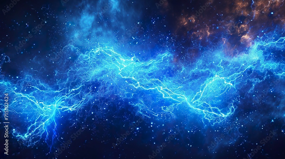 Abstract background of blue electrical explosive field in an impactful ...