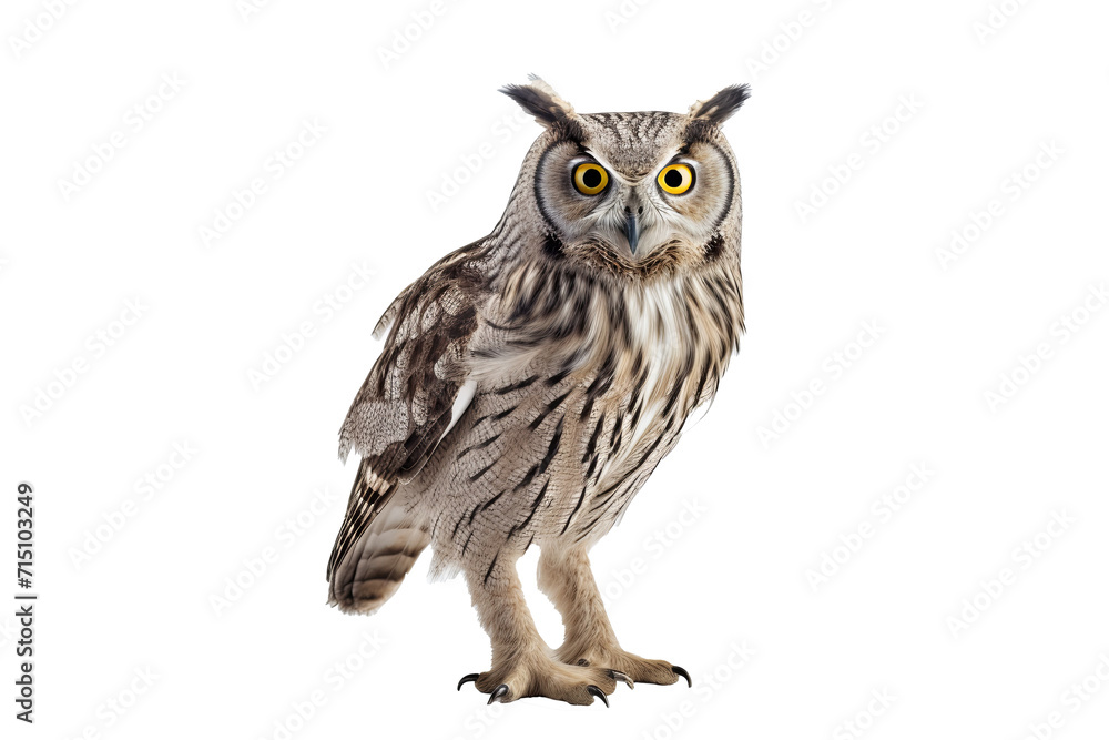 Realistic owl standing, detailed on a transparent background Stock ...