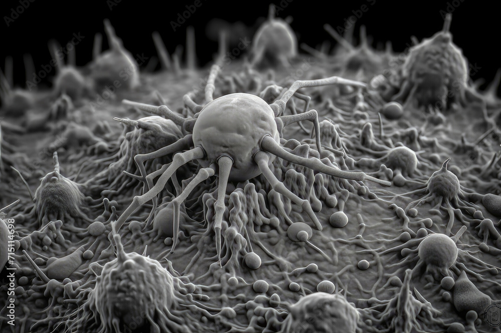 Imaginary electron microscope image of bacteriophage virus on ...