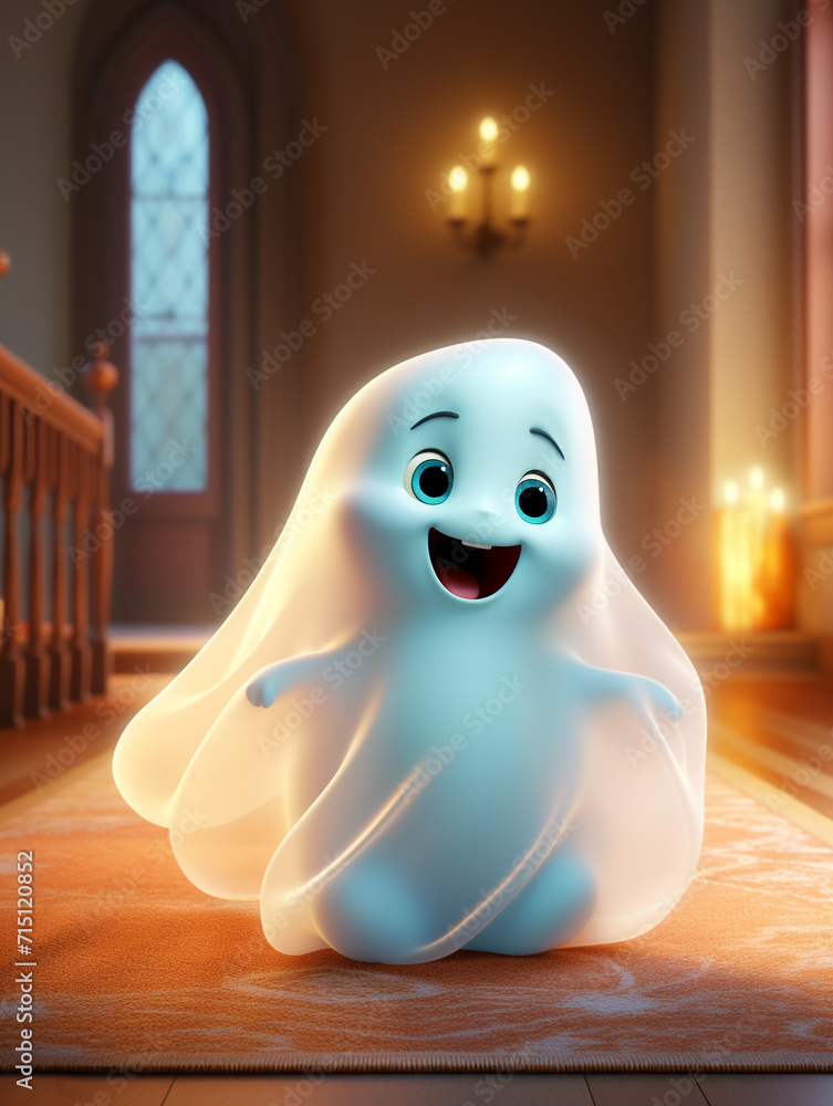 Cute funny happy fantasy smiling animated ghosts. disembodied and ...
