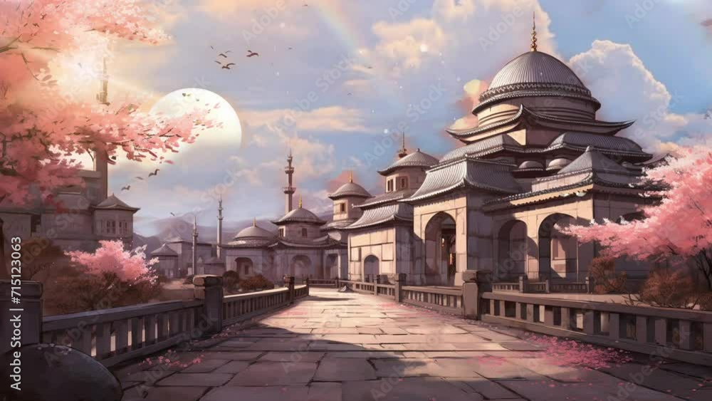 Traditional Meets Modern: Anime Mosque Design in a Cherry Blossom ...