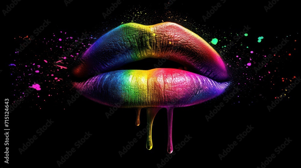 Lips Lgbt Lesbian Gay Bisexual Transsexual Rights Rainbow Flag