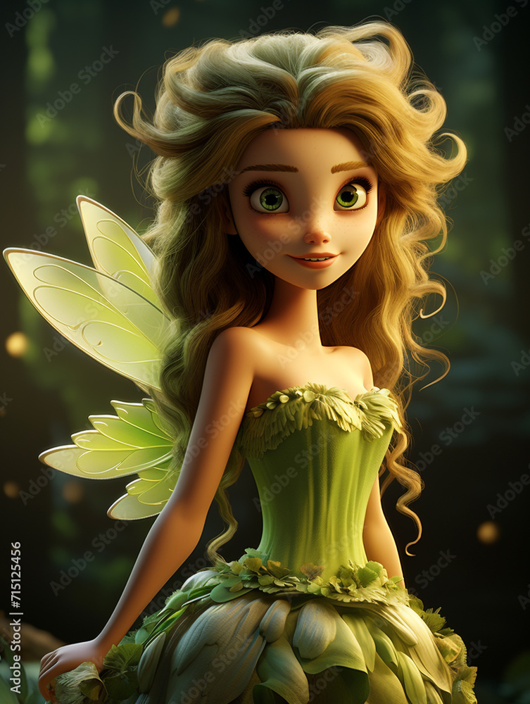 Cute happy funny pretty beautiful fairy character animated, cartoon ...