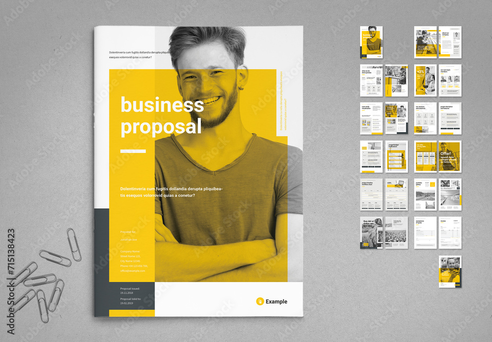 Light Business Proposal Layout with Yellow Elements for Business ...