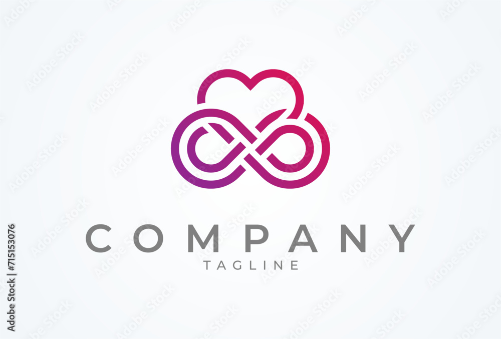 Infinity Heart logo, Heart with infinity combination, flat design logo ...