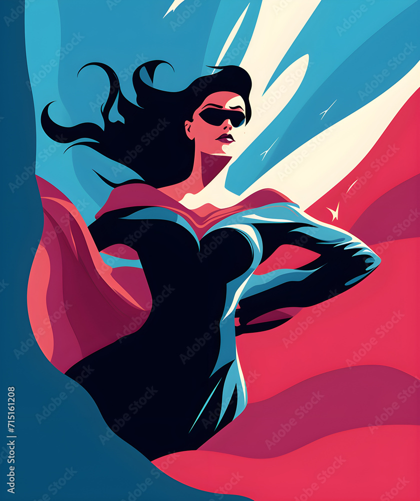 Superhero woman, powerful superwoman character standing proud and being ...