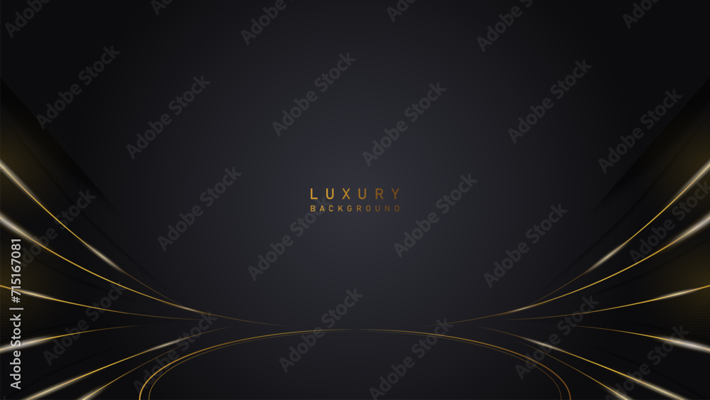Abstract modern luxury gold line podium award in black background ...