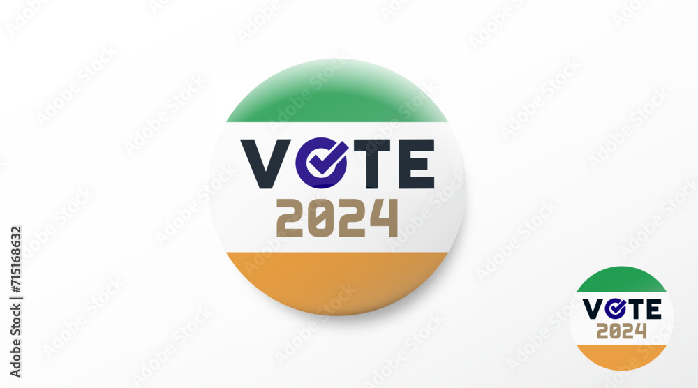 Vote 2024 vector badge button. General Indian Election pin with India ...