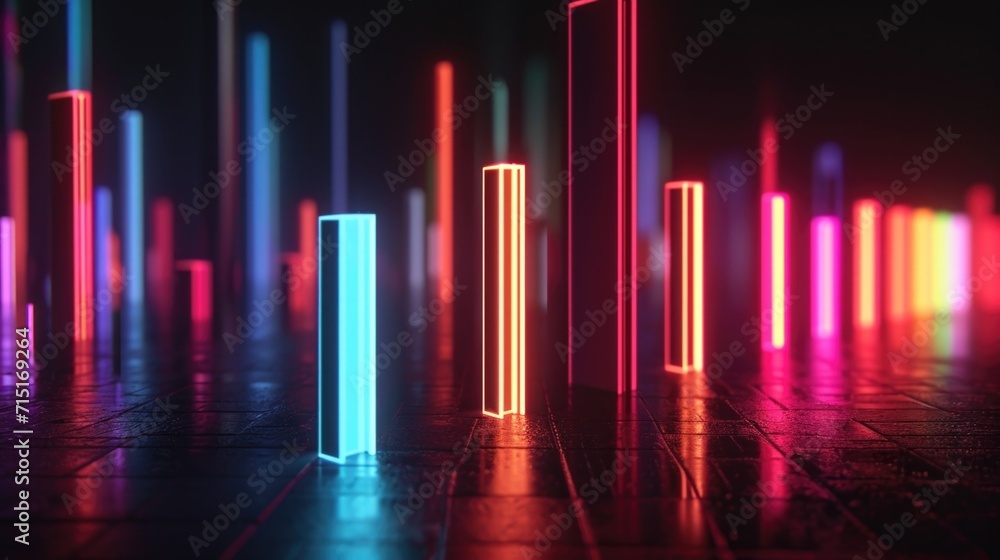 Dynamic neon bar graphs racing and competing against each other for ...