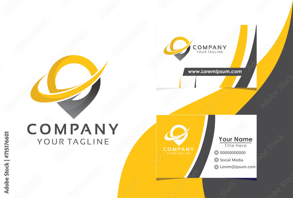 pin logo icon vector with business card concept Stock Vector | Adobe Stock