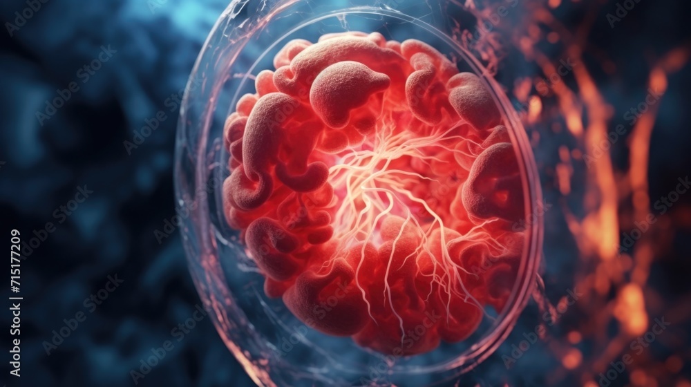 Macro shot of a human embryo in the advanced stage of organogenesis ...